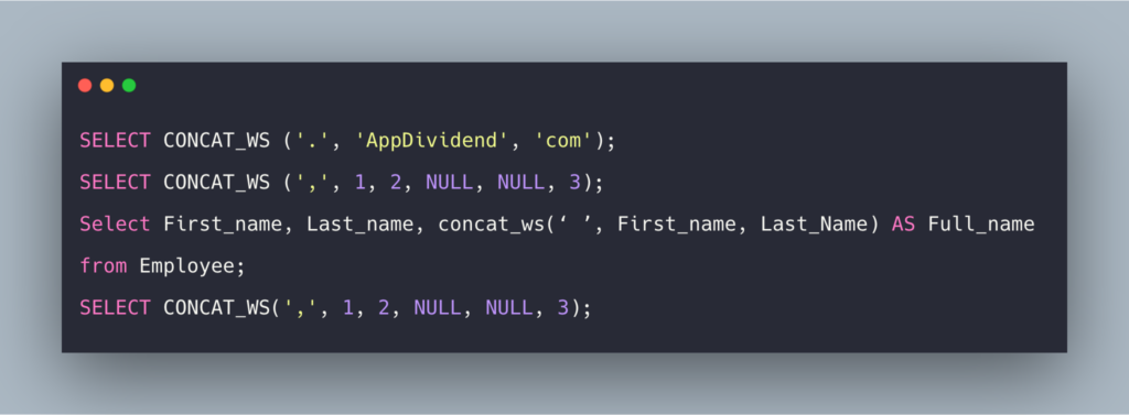 Sql Concatws Function Example Concatws Method In Sql